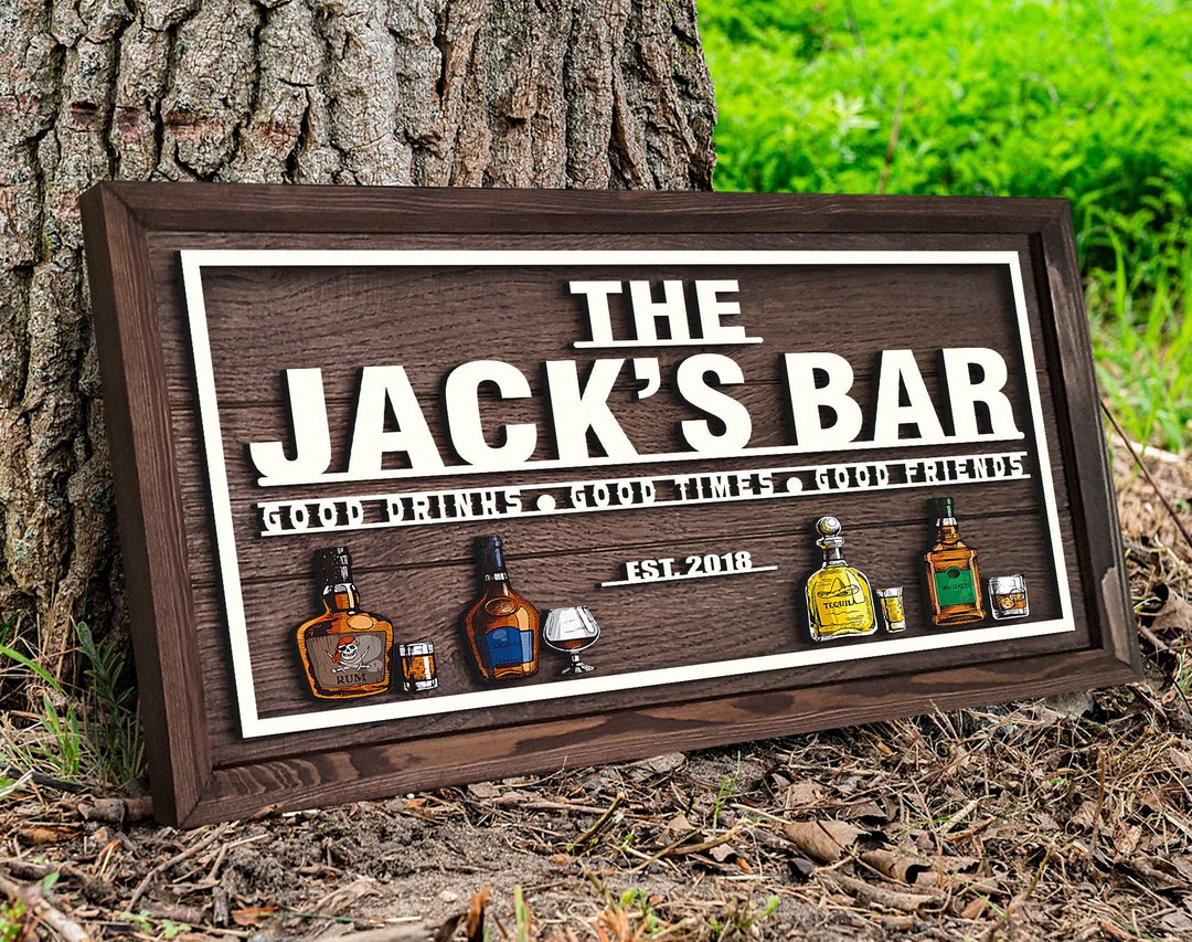 Personalized Handmade Oak Tree Bar Sign, Custom Wood Bar Sign, Bar and ...