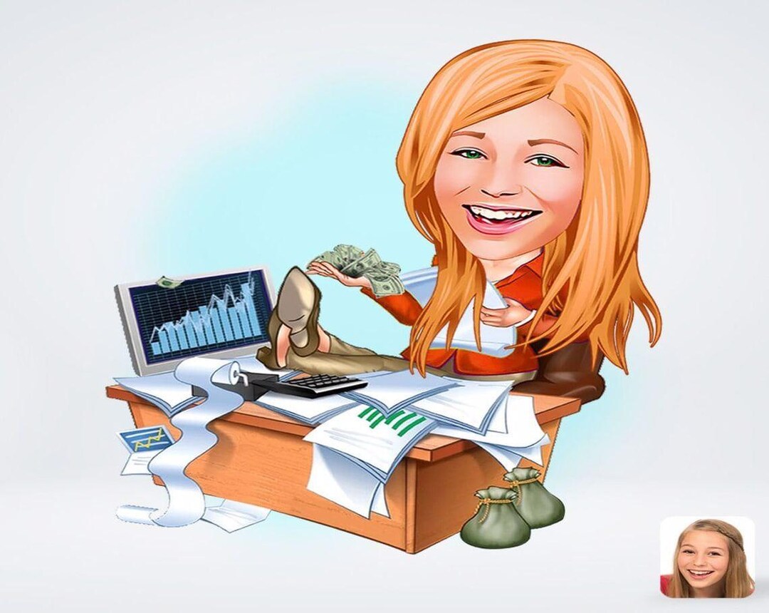 Personalized Female Banker Drawing / Female Banker Cartoon Drawing ...