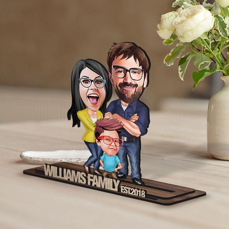 Personalized 3D Wooden Cartooned Family Figurine Trinket, Custom ...