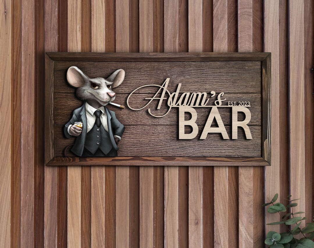Personalized Handmade Oak Tree Bar Sign Custom Wood Bar Sign - Etsy