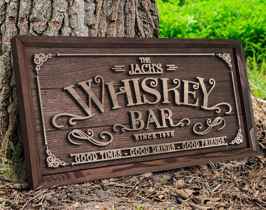 Personalized Handmade Oak Tree Bar Sign, Custom Wood Bar Sign, Bar and ...