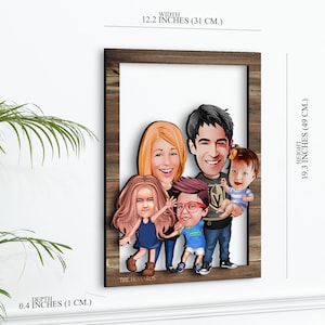 Personalized 3D Wooden Cartooned Family Wall Art, Custom Cartoon ...