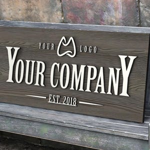 Personalized Wooden Logo Sign, Wooden Sign, Custom Wood Company Sign ...