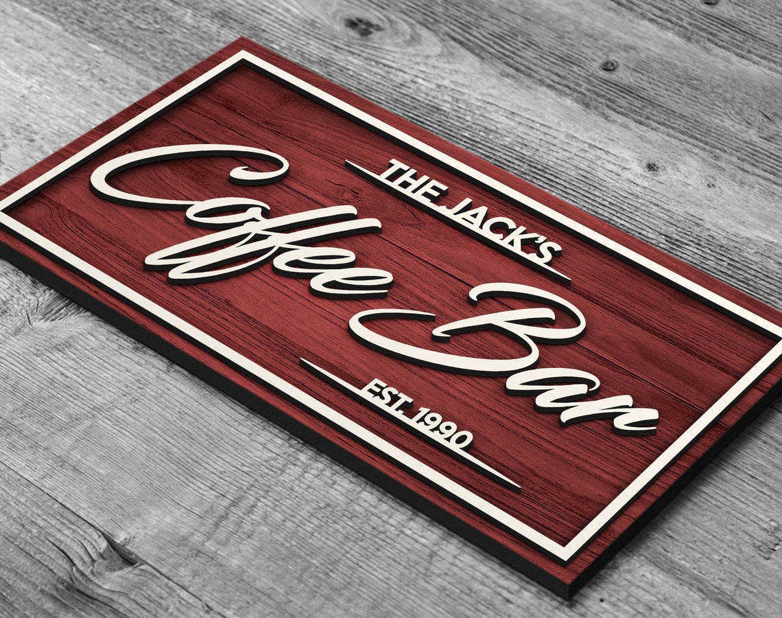 Personalized Coffee Bar Sign Wooden Sign Gift Custom Wood - Etsy