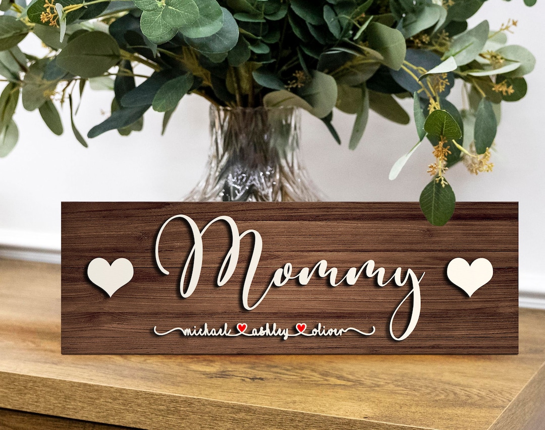 Personalized Embossed Wood Mom Sign Gift for Mom Custom Gift - Etsy