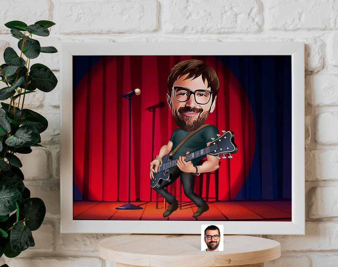 Personalized Guitarist, Musician Cartoon Drawing, Custom Caricature ...