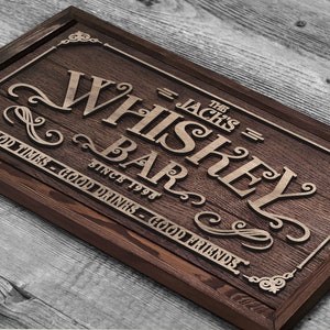 Personalized Handmade Oak Tree Bar Sign, Custom Wood Bar Sign, Bar and ...