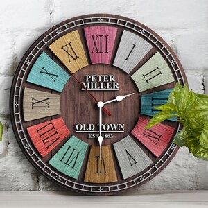 Personalized Big 3D Wooden Wall Clock, Oversized Clock, Custom Large ...