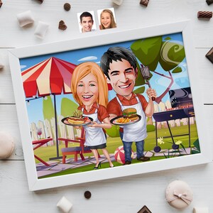 Personalized Cartoon Valentines Drawing, Custom Cartoon Couple Drawing ...