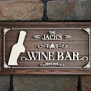 Personalized Handmade Oak Tree Bar Sign, Custom Wood Bar Sign, Bar and ...