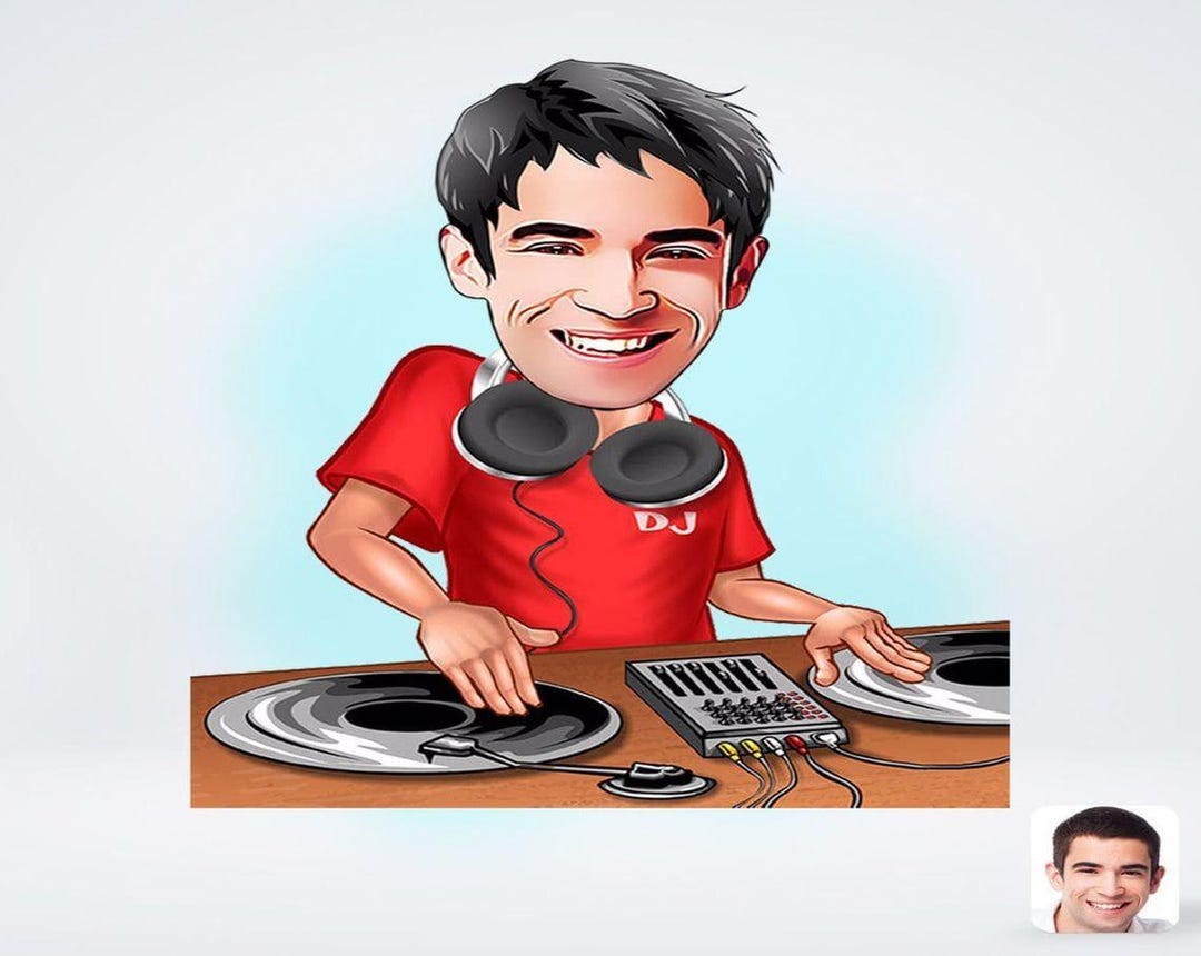 Personalized Male Dj Drawing / Male Dj Cartoon Drawing / Male Dj ...