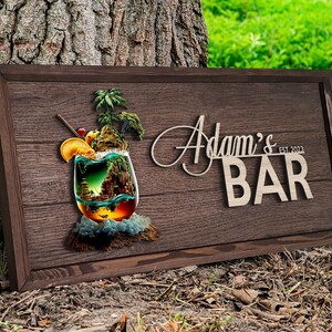 Personalized Handmade Oak Tree Bar Sign Custom Wood Bar Sign - Etsy