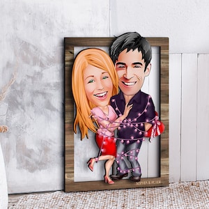 Personalized 3D Wooden Cartooned Family Wall Art, Custom Lovers Cartoon ...