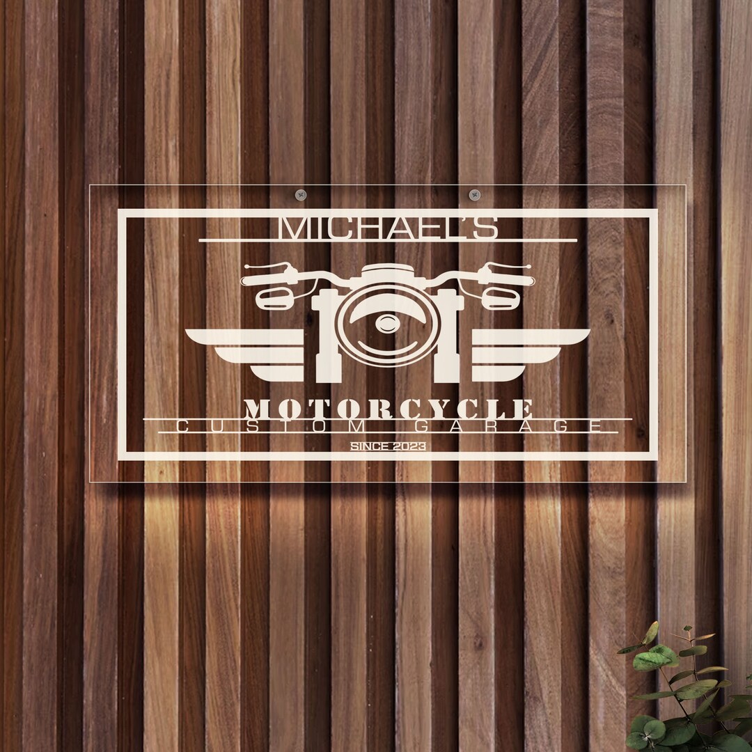Personalized Clear Acrylic Garage Sign, Custom Garage Sign, Motorcycle ...