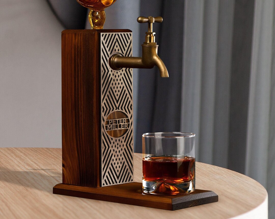 Personalized Embossed Name Wooden Whiskey Dispenser, Wood Dispenser ...