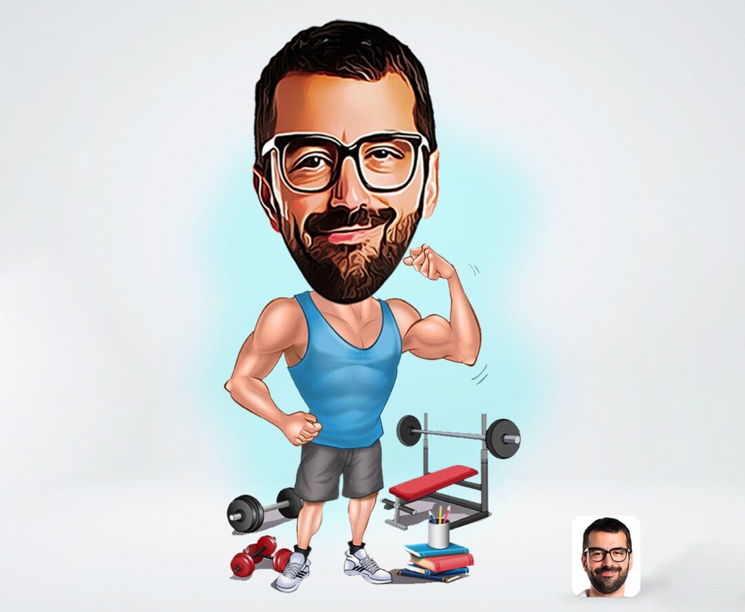 Personalized Cartoon Bodybuilding Man Cartoon Digital Art,cartoon ...