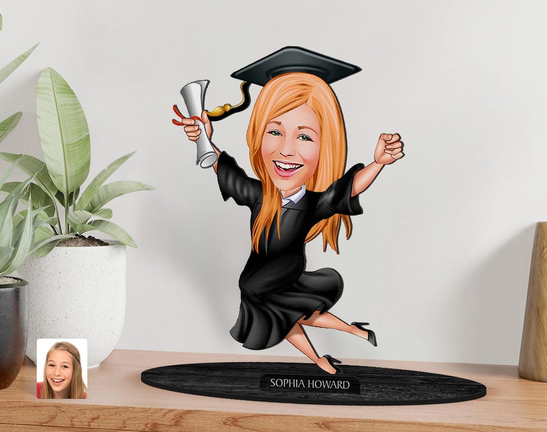 Personalized 3D Wooden Cartooned Graduate Figurine Trinket, Custom ...