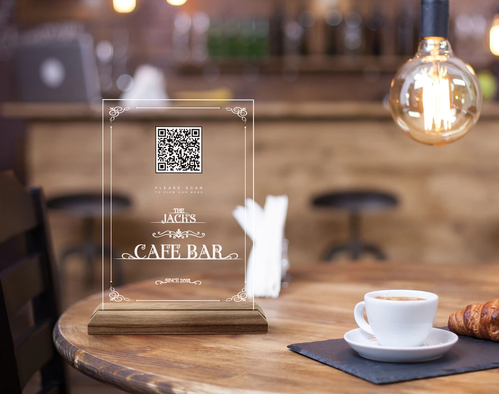 Custom Made QR Code Menu Sign Custom Natural Wood and Acrylic - Etsy