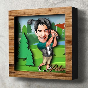 Personalized Golfer 3D Handcrafted Seven Layered Wooden Shadow Box ...
