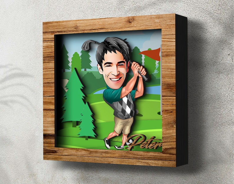 Personalized Golfer 3D Handcrafted Seven Layered Wooden Shadow - Etsy