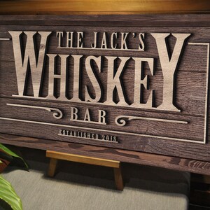 Personalized Handmade Oak Tree Bar Sign, Custom Wood Bar Sign, Bar and ...