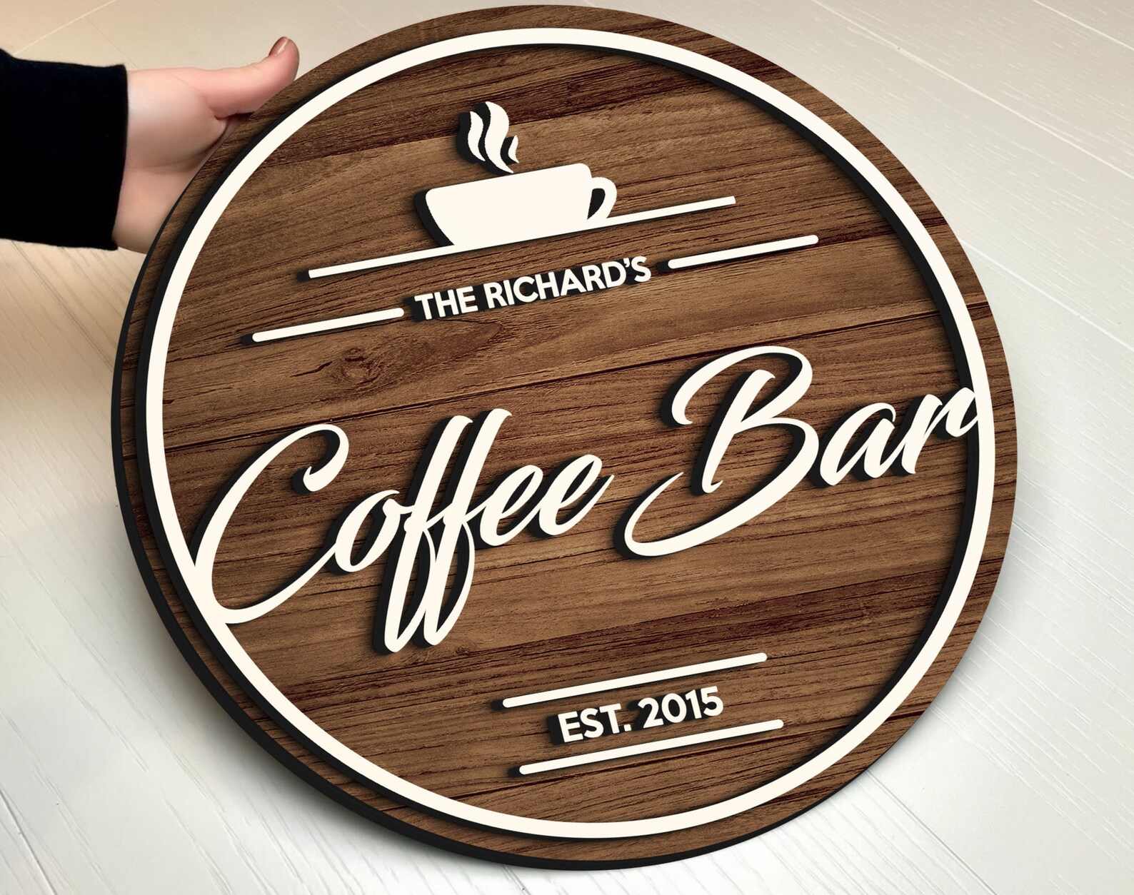 Personalized Coffee Bar Coffee Shop Sign Round Wooden Sign - Etsy