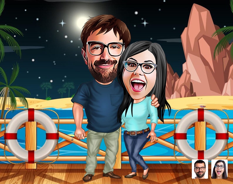 Personalized Cartoon Cruise Trip Drawing Custom Cartoon - Etsy