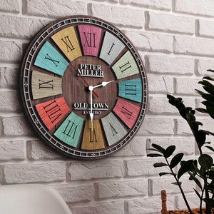Personalized Big 3D Wooden Wall Clock, Oversized Clock, Custom Large ...