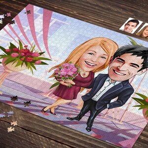 Personalized 1000 Pieces Cartoon Couple Jigsaw Puzzle, Custom Jigsaw ...