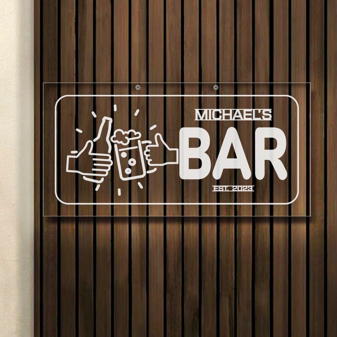 Personalized Clear Acrylic Bar Sign, Custom Bar Sign, Beer Pub, Man ...