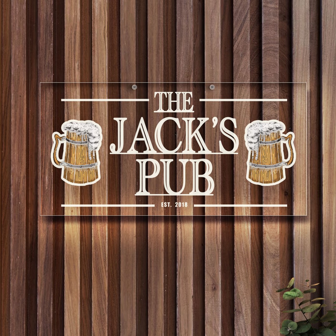 Personalized Clear Acrylic Bar Sign, Custom Bar Sign, Beer Pub, Man ...
