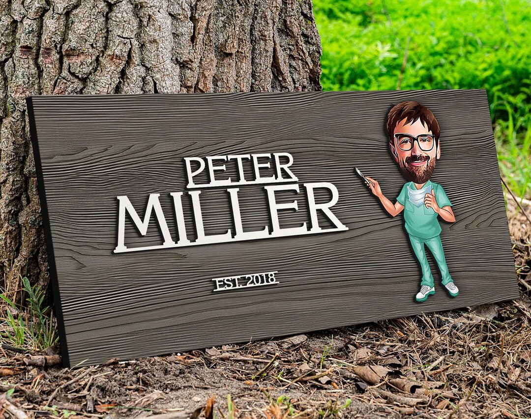 Personalized 3D Wooden Named Cartooned Surgeon Sign, Custom Cartooned ...