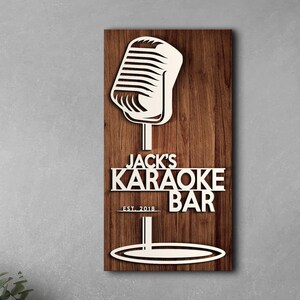 Personalized Wooden Karaoke Bar Sign, Custom Wood Sign, Personalized ...