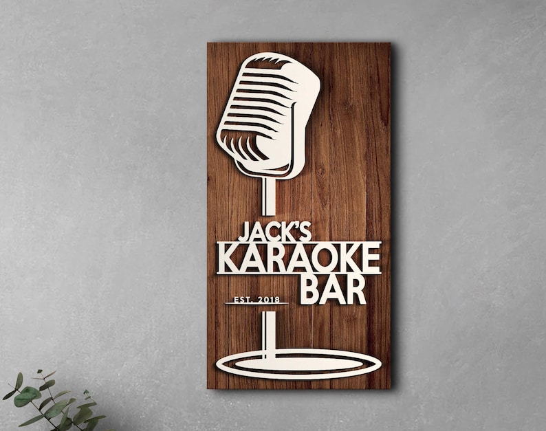 Personalized Wooden Karaoke Bar Sign, Custom Wood Sign, Personalized ...