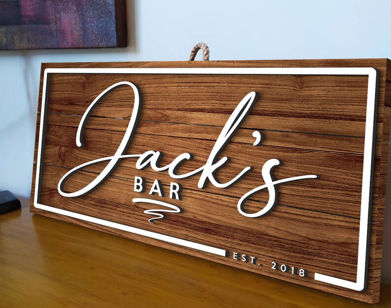 Personalized Bar Sign Wooden Sign Gift Custom Wood Sign - Etsy