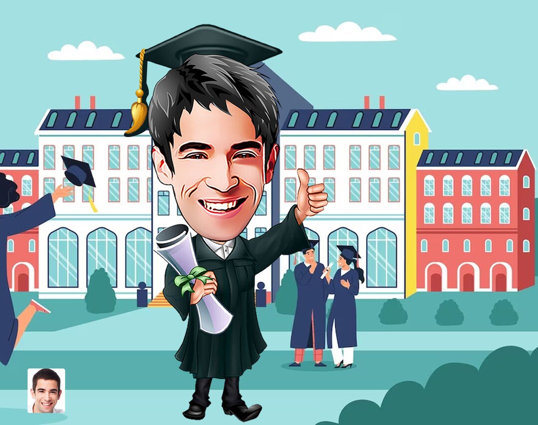 Personalized Graduation Ceremony Caricature Drawing, Cartoon From Photo ...
