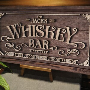 Personalized Handmade Oak Tree Bar Sign, Custom Wood Bar Sign, Bar and ...