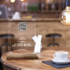 Custom Made QR Code Menu Sign, Custom Natural Wood and Acrylic Bar and ...