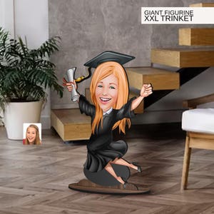 Personalized 3D Wooden Cartoon Graduation Oversized Figurine Trinket ...
