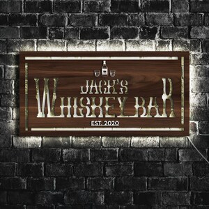 Personalized LED Light Wooden Bar Sign Custom Embossed Wood - Etsy