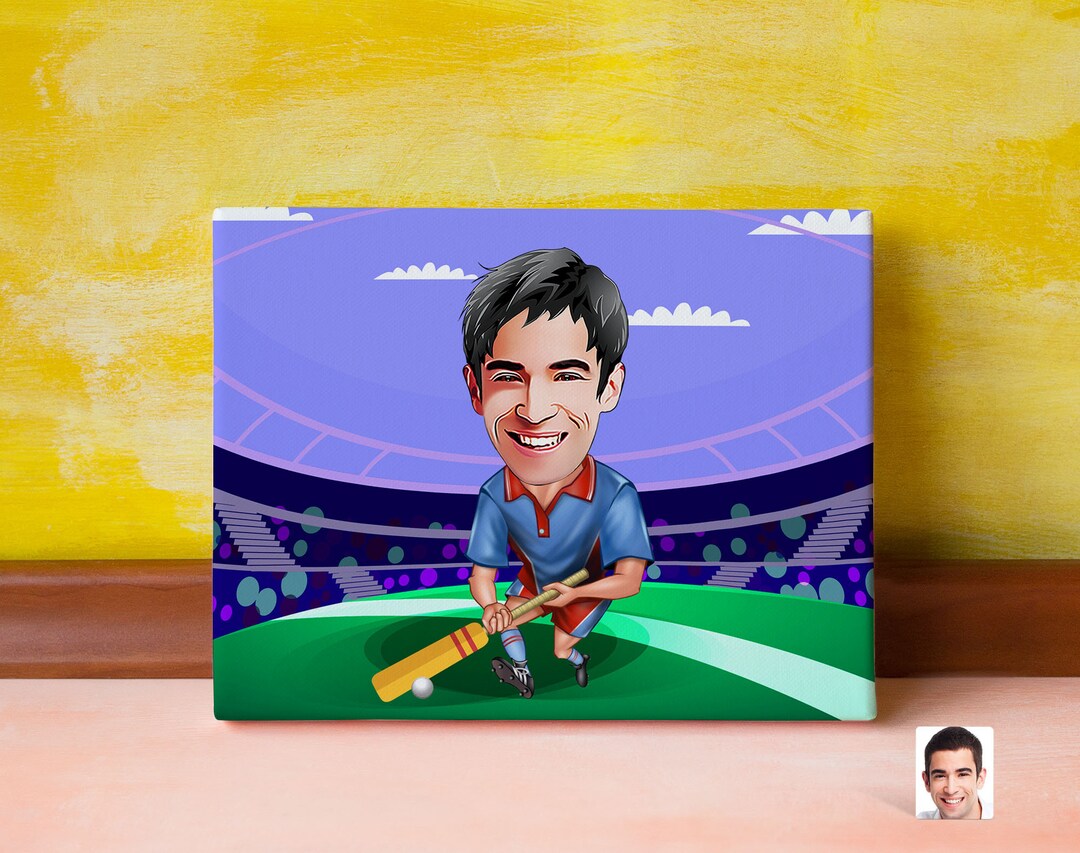 Personalized Cricket Caricature Drawing Cartoon From Photo - Etsy