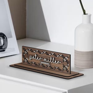 Personalized Handmade 3D Wooden Name Plate, Custom Laser Cut Table Name ...