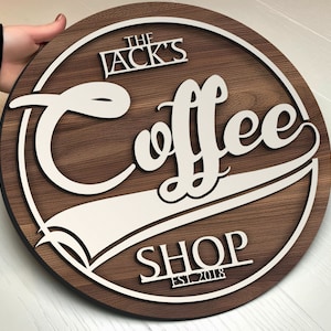 Personalized Coffee Bar, Coffee Shop Sign, Round Wooden Sign, Custom ...