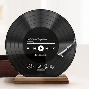 Personalised QR Code Vinyl Record Song Plaque With Wood Stand, Custom ...