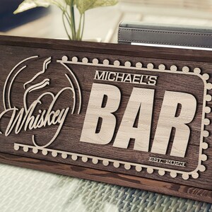 Personalized Handmade Oak Tree Bar Sign Custom Wood Bar Sign - Etsy