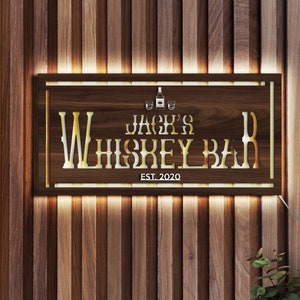 Personalized LED Light Wooden Bar Sign Custom Embossed Wood - Etsy