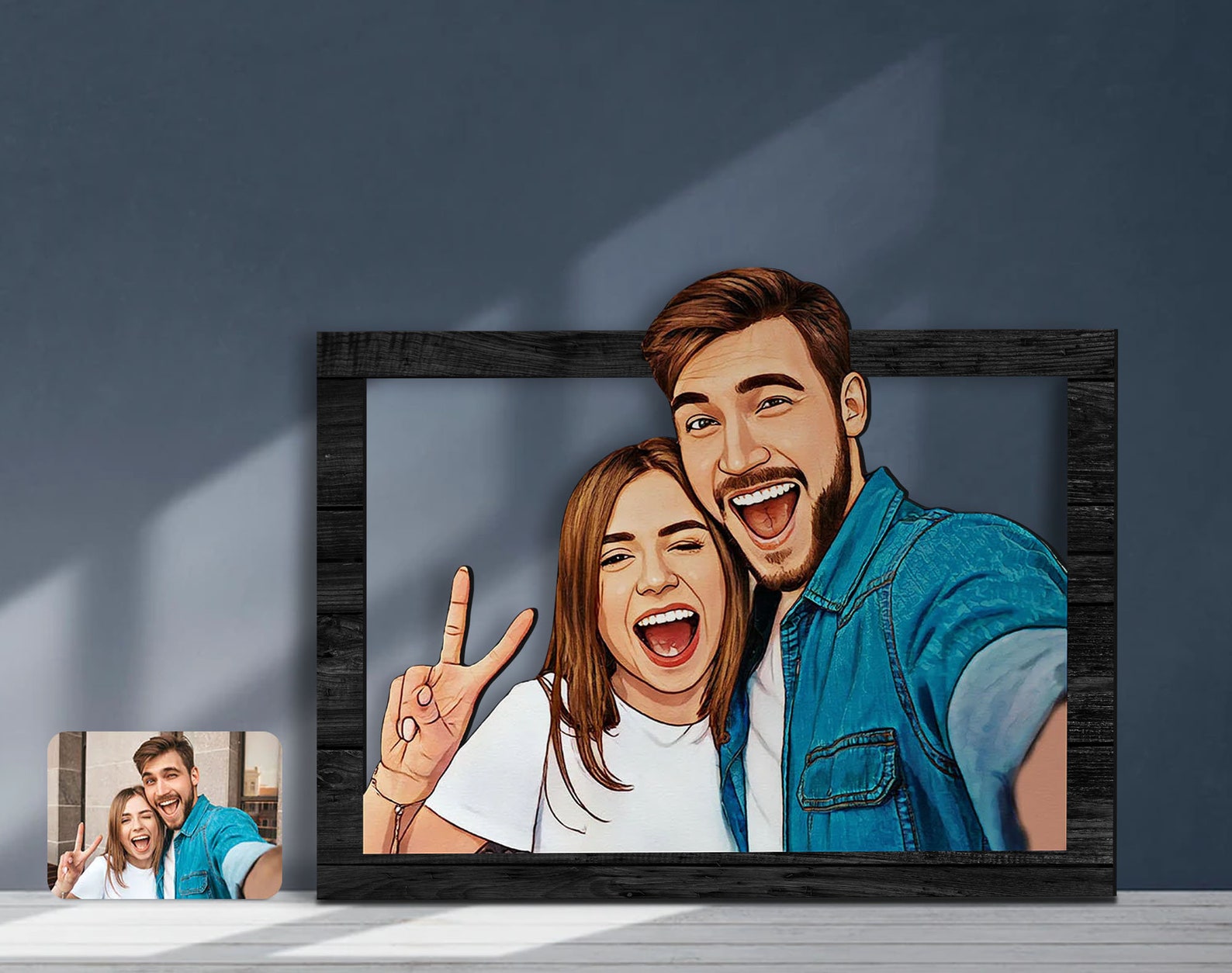 Personalized 3D Wooden Cartoon Family Wall Art, Custom Lovers Cartoon ...