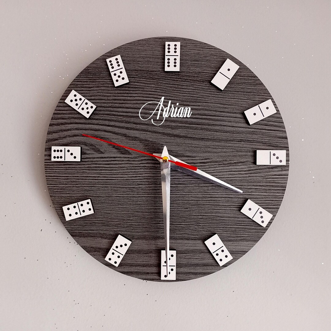 Personalized Wooden Domino Wall Clock, Custom Wall Clock, Wall Decor ...