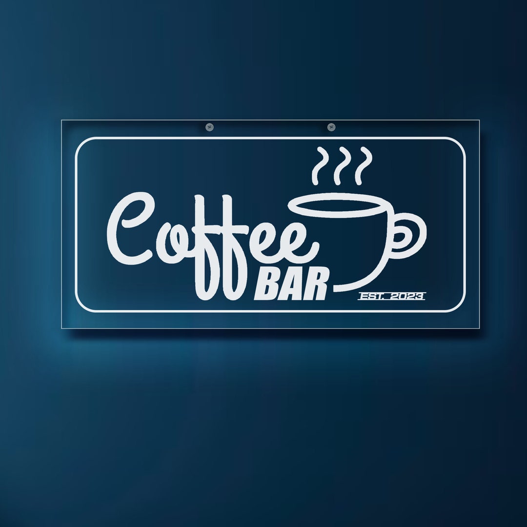 Personalized Clear Acrylic Coffee Bar Sign, Custom Coffee Shop Sign ...