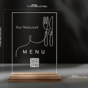 Custom Made QR Code Menu Sign, Custom Natural Wood and Acrylic ...